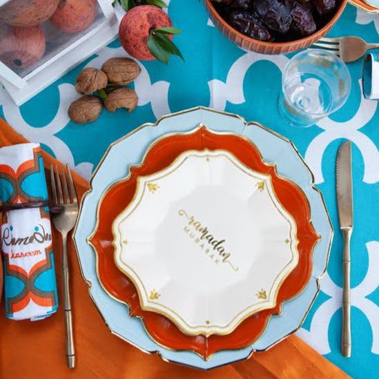 Orange and Blue Ramadan Dinner Party for 8 | Ramadan Plates Party Set ...